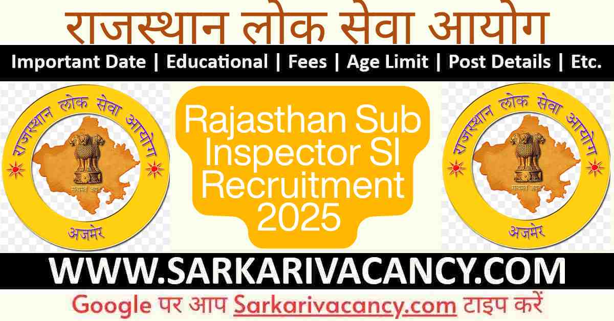 Rajasthan Sub Inspector SI Online Form 2025 - Sarkari Job, Sarkari ...